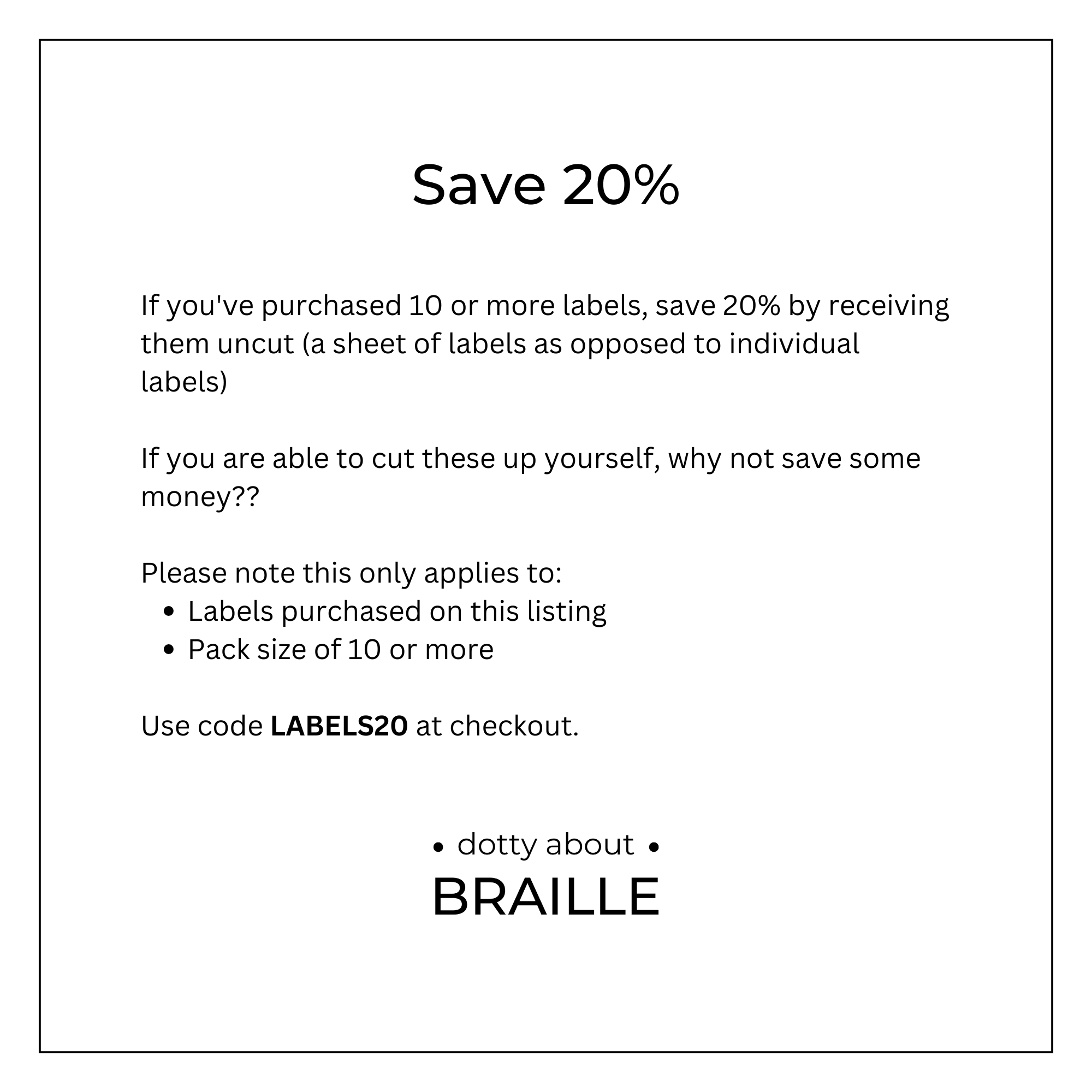 Custom Braille Sticky Labels – Dotty About Braille