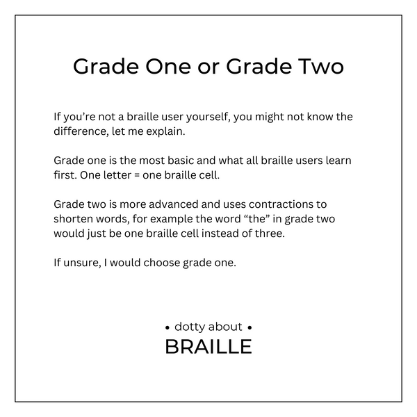 Custom Braille Sticky Labels – Dotty About Braille